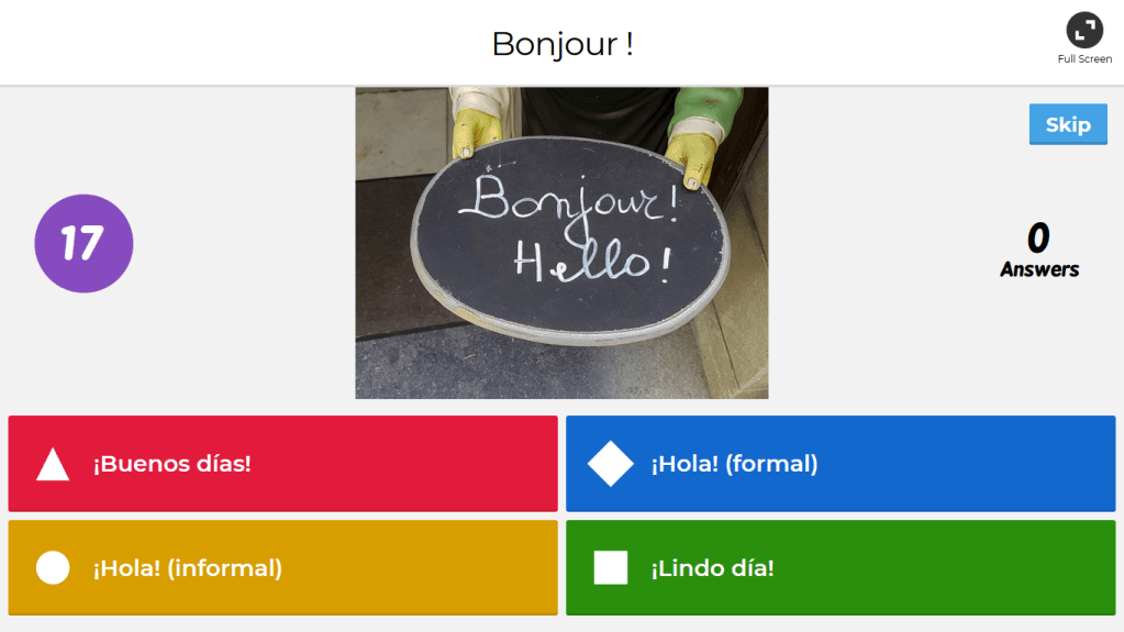 Réviser le Français basique grâce à Kahoot – Profesor Plans. ¡Una vida ...